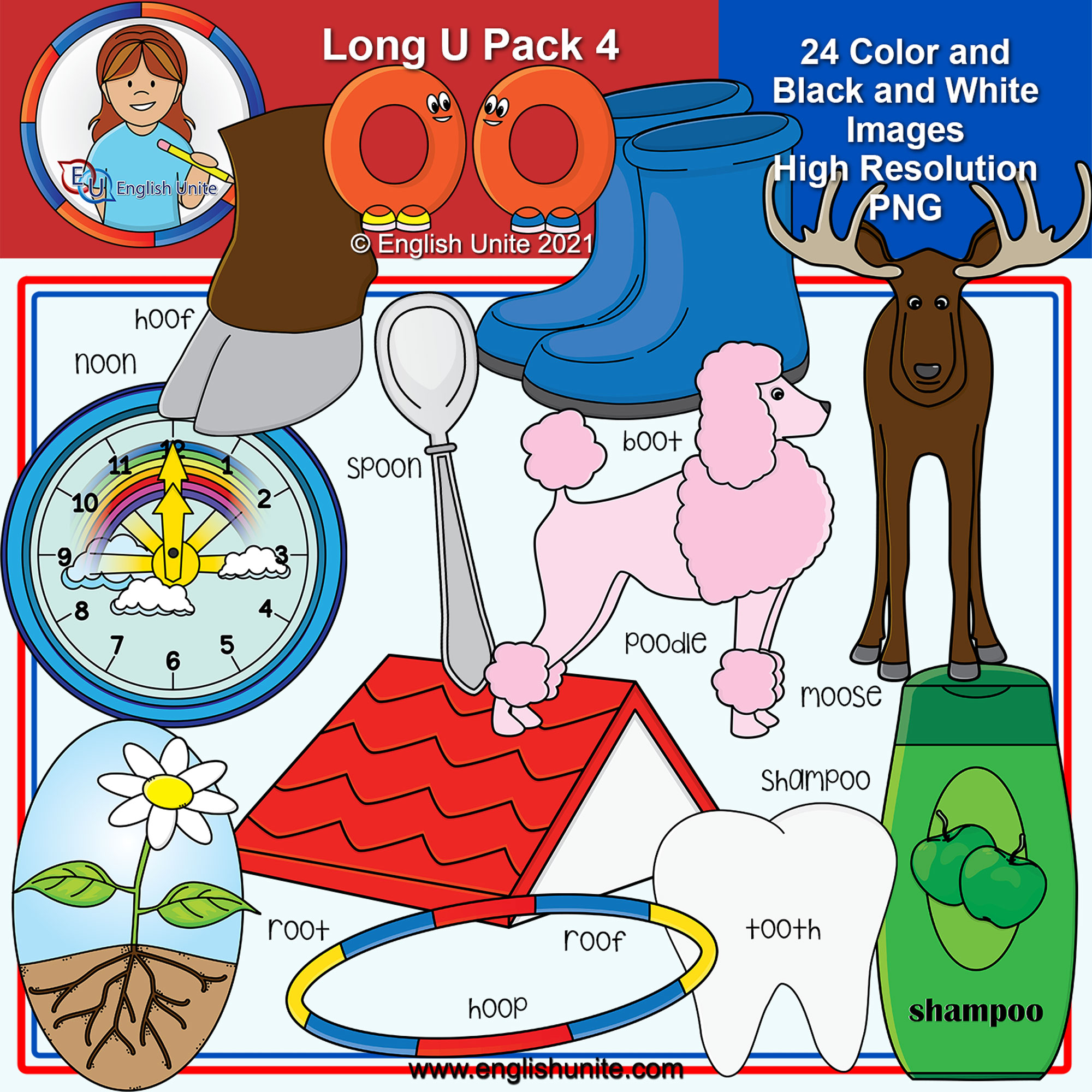 Clip Art - Long U Vowel Pack 4 (oo) | Made By Teachers