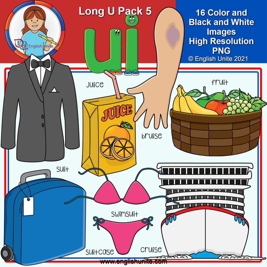 Clip Art - Long U Vowel Pack 5 (ui) | Made By Teachers