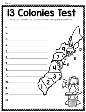 13 Colonies Map Quiz, 13 Colonies Map Worksheet, Blank 13 Colonies Map ...