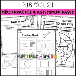 Fractions and Equal Parts - Halves, Fourths, and Thirds No Prep ...