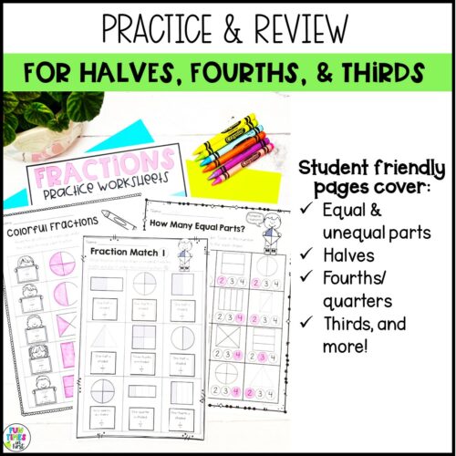 Fractions and Equal Parts - Halves, Fourths, and Thirds No Prep ...