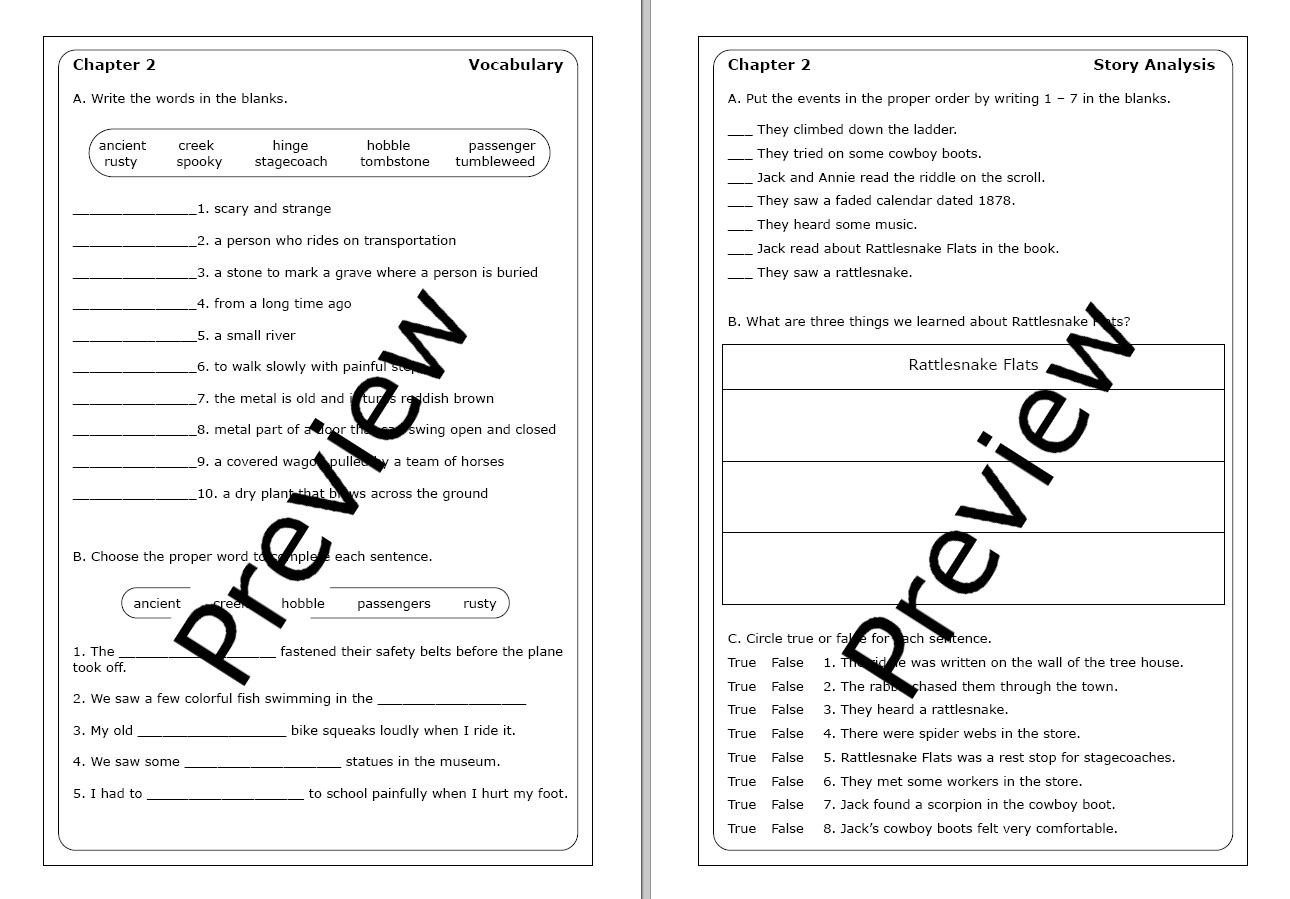 Magic Tree House "Ghost Town at Sundown" worksheets | Made By Teachers