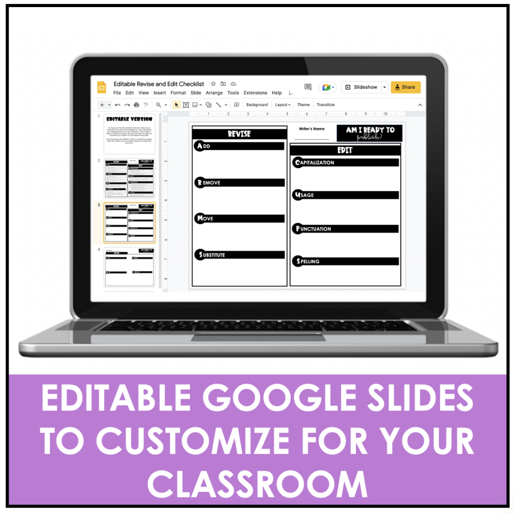 Revise and Edit Checklist with ARMS and CUPS | Digital & Editable ...