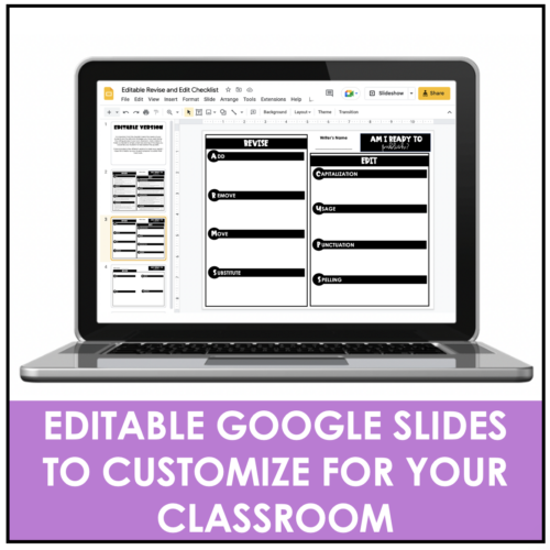 Revise and Edit Checklist with ARMS and CUPS | Digital & Editable ...