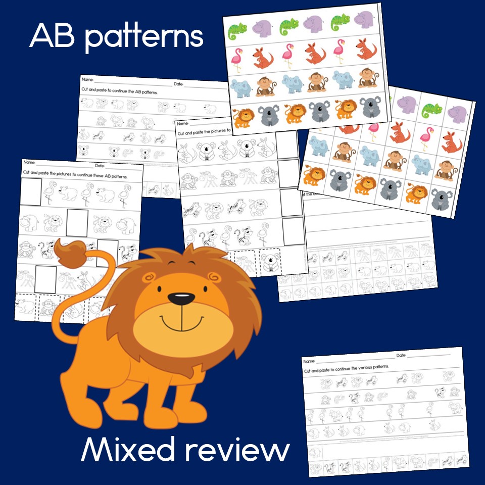 Zoo Animals Pattern Math Center with AB, ABC, AAB & ABB patterns | Made ...