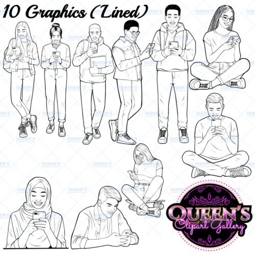 Teens on Phones Clipart, Teenagers Texting Clipart, Phone Clipart ...