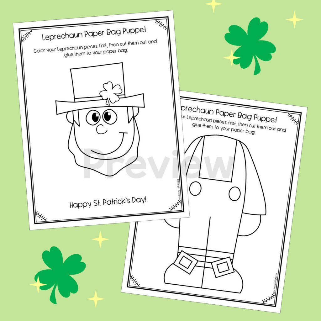 Leprechaun Paper Bag Puppet Craft Activity for St. Patrick's Day | Made ...