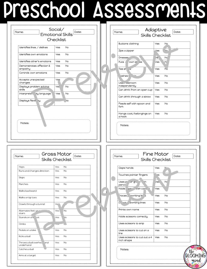 Preschool Assessments | Made By Teachers
