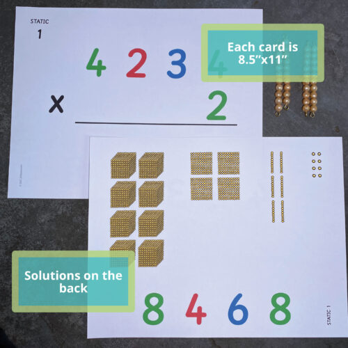 Montessori Math 4-Digit Golden Bead Multiplication with Large Cards ...