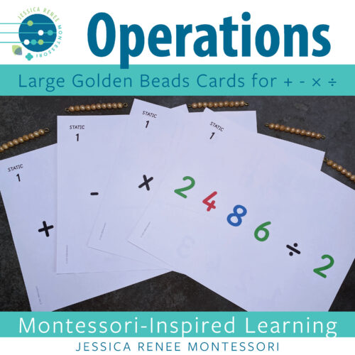 Montessori Math Golden Bead Operations Cards Bundle (Large Cards ...