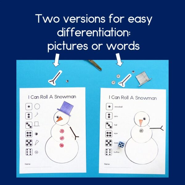 Roll A Snowman Winter Dice Game | Roll and Build Activity | Made By ...