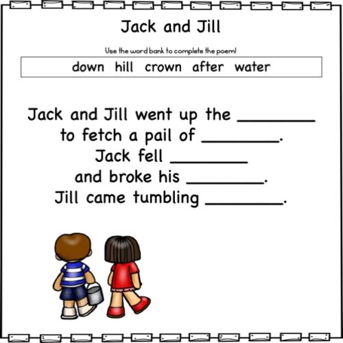 Pocket Chart Poem Jack and Jill Nursery Rhyme | Made By Teachers