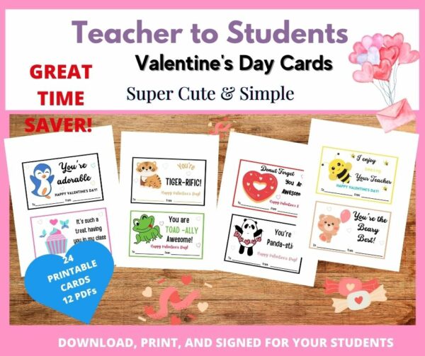 Valentine's Day Classroom Cards, Teacher To Students Valentine's Day ...