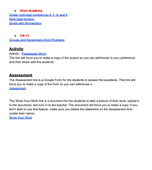 Complete Online Distance Learning 5th Math Division Representations 5.N ...