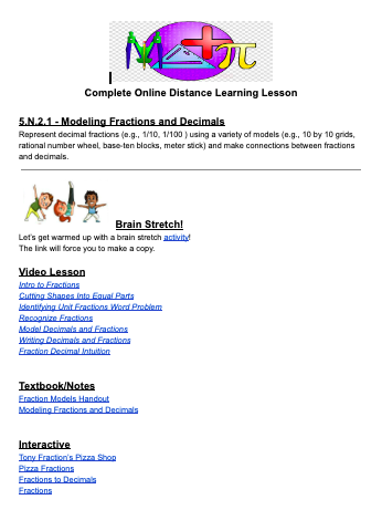 Complete Online Distance Learning 5th Math Modeling Decimals ...