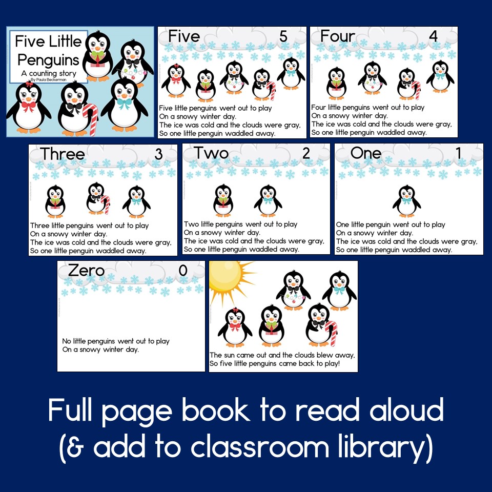 Penguin Counting Story and Guided Reading Book | Numbers Number Words ...