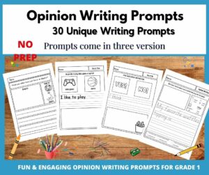 Opinion Writing Prompts for First Grade, No Prep Writing Prompts - Made ...