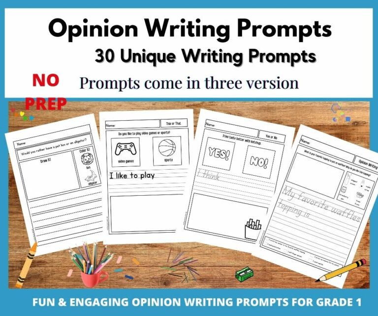 Opinion Writing Prompts for First Grade, No Prep Writing Prompts | Made ...