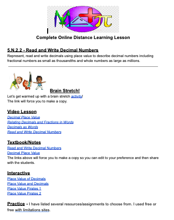 Complete Online Distance Learning 5th Math Read & Write Decimal Numbers ...