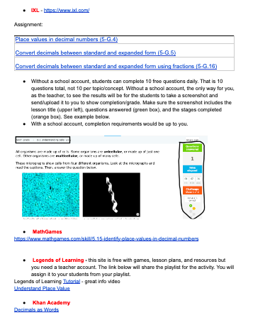 Complete Online Distance Learning 5th Math Read & Write Decimal Numbers ...