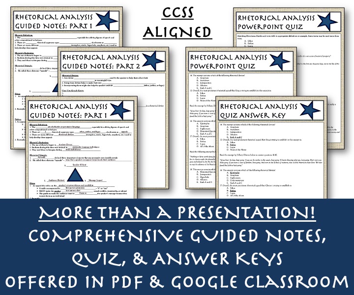 An Introduction to Rhetorical Analysis - PPT, Guided Notes, Practice ...