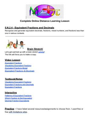 Complete Online Distance Learning 5th Equivalent Fractions & Decimals 5 ...