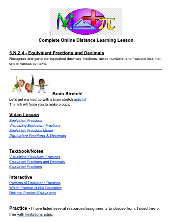 Complete Online Distance Learning 5th Equivalent Fractions & Decimals 5 ...