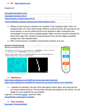 Complete Online Distance Learning 5th Equivalent Fractions & Decimals 5 ...