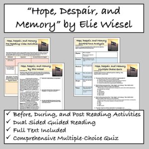 Hope, Despair, and Memory by Elie Wiesel - Rhetorical Analysis Activity ...