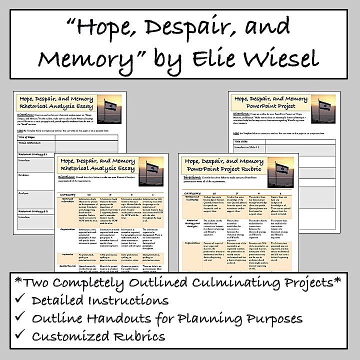 Hope, Despair, and Memory by Elie Wiesel - Rhetorical Analysis Activity ...