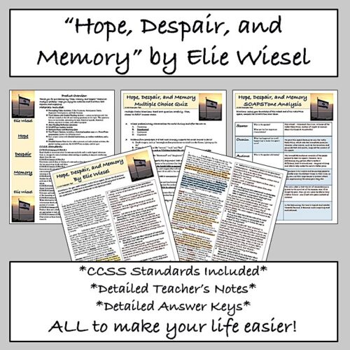 Hope, Despair, and Memory by Elie Wiesel - Rhetorical Analysis Activity ...