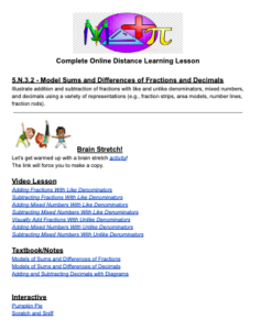 Complete Online Distance Learning 5th Model Sums/Diff Fractions ...