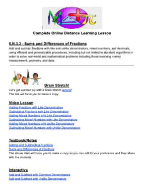 Complete Online Distance Learning 5th Math Sums/Differences of ...