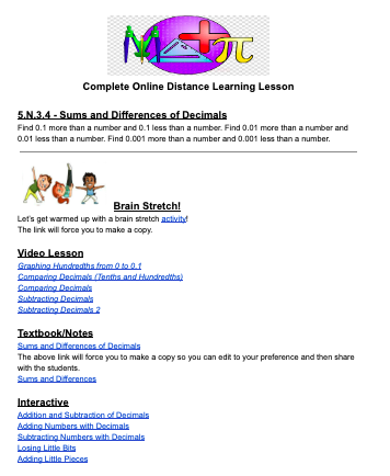 Complete Online Distance Learning 5th Math Sums/Differences of Decimals ...