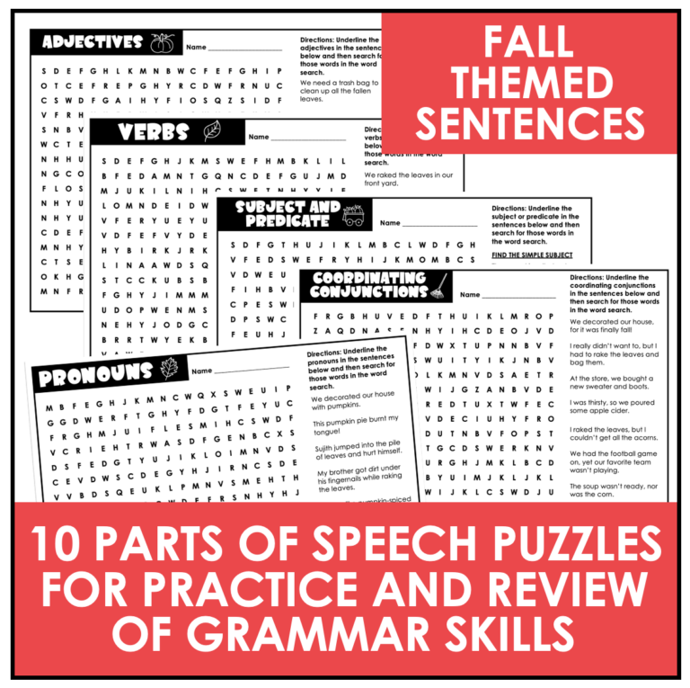 Fall Grammar Word Search | Made By Teachers