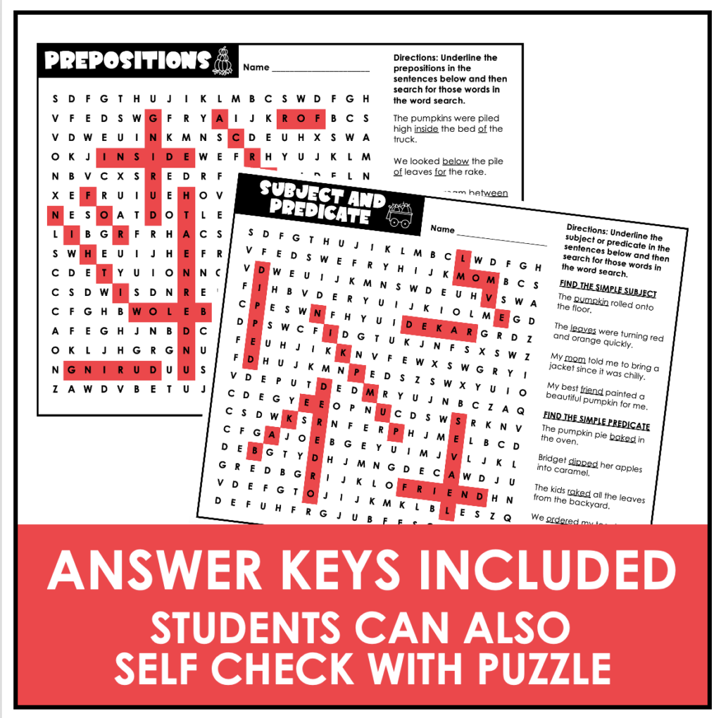 Fall Grammar Word Search | Made By Teachers