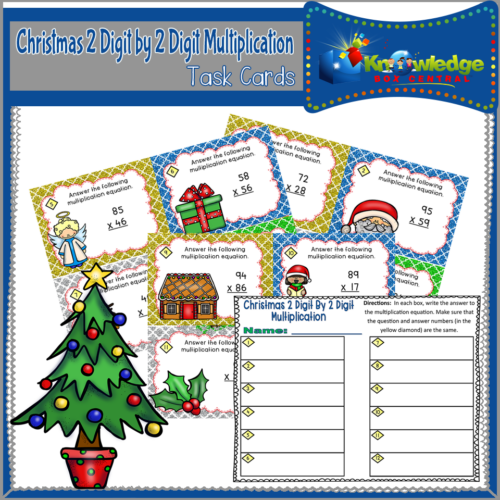 Christmas 2 Digit By 2 Digit Multiplication Task Cards With Response ...