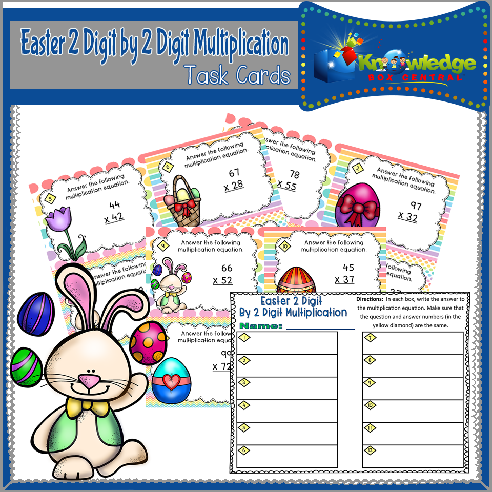 Easter 2 Digit By 2 Digit Multiplication Task Cards With Response Sheet ...