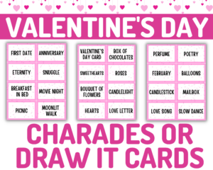 Valentine's Day Charades, Head's UP, or Draw It Pictionary Cards | Made ...