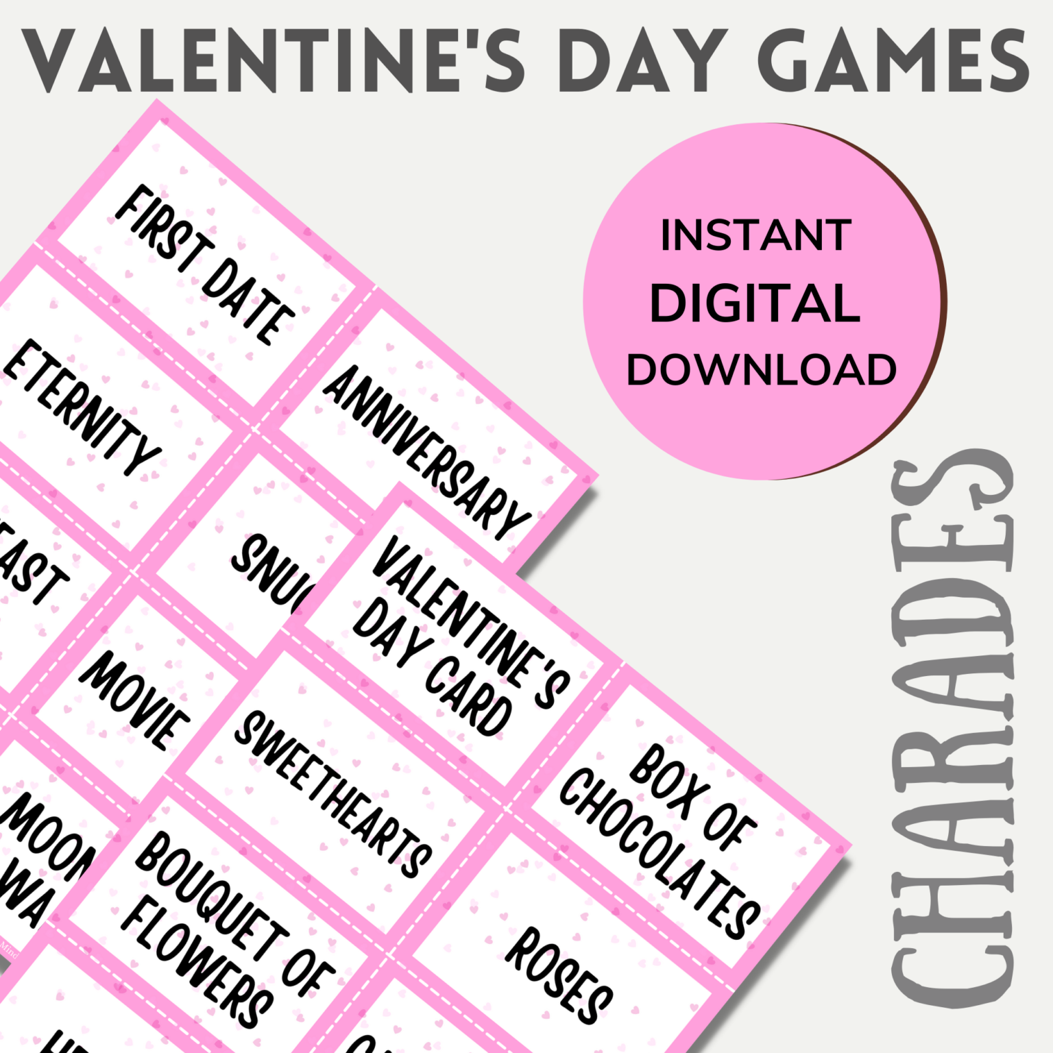 Valentine's Day Charades, Head's UP, or Draw It Pictionary Cards | Made ...