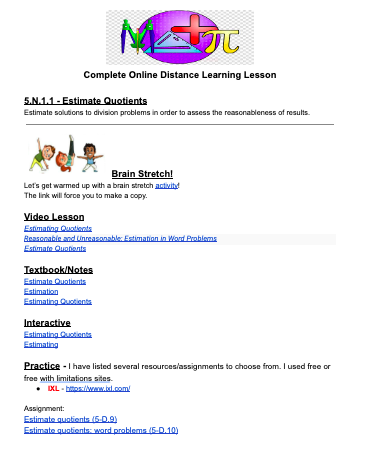 Complete Online Distance Learning 5th Math Bundle Number and Operations ...