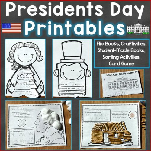 George Washington Abraham Lincoln Presidents Day Craftivity Flipbook ...