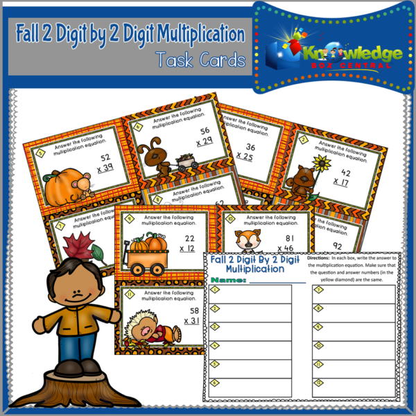 Fall 2 Digit By 2 Digit Multiplication Task Cards With Response Sheet ...