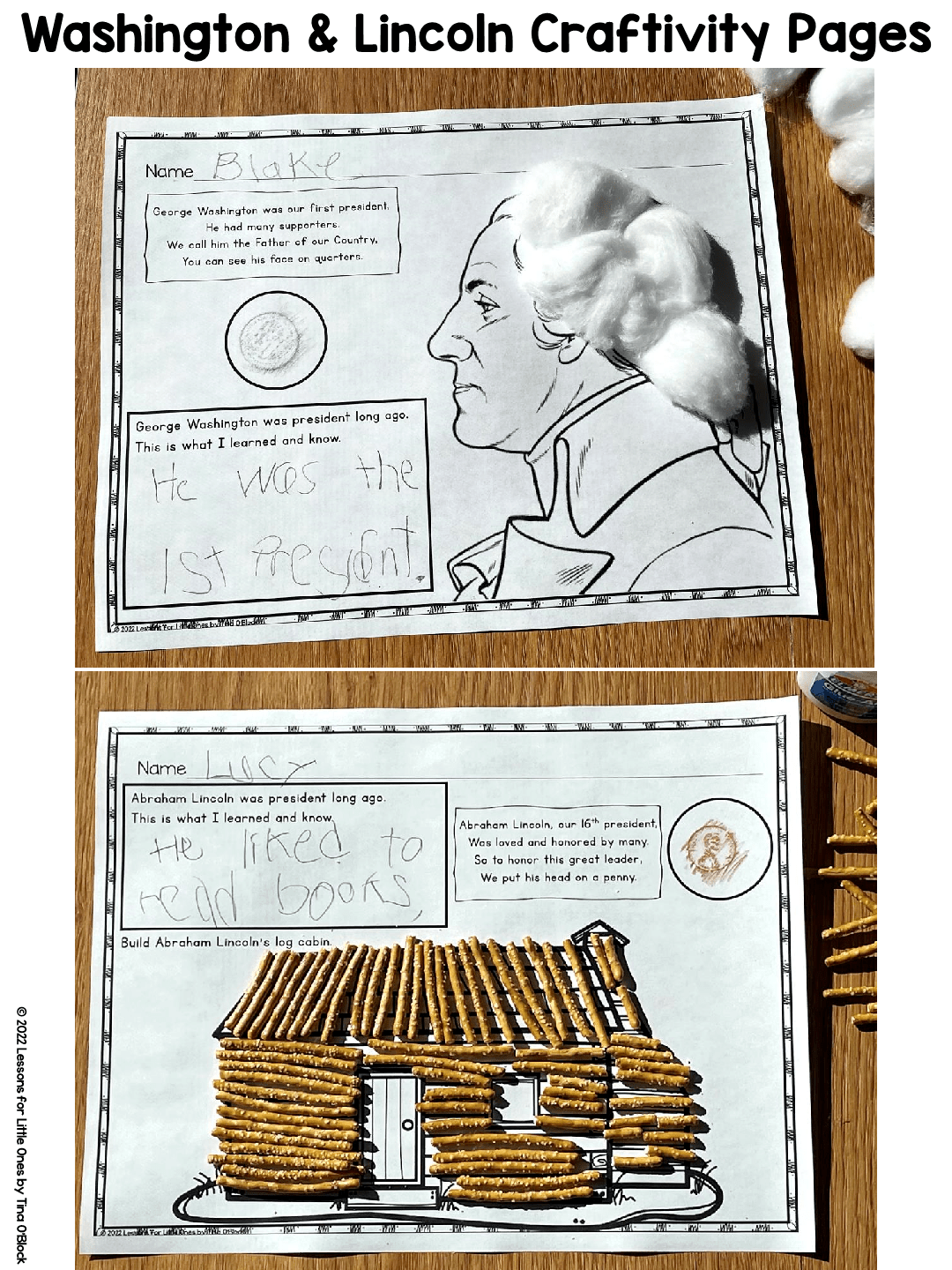 George Washington Abraham Lincoln Presidents Day Craftivity Flipbook ...