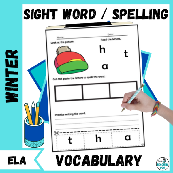 Winter Functional Vocab Spelling Sight Word Life Skill Worksheets w ...