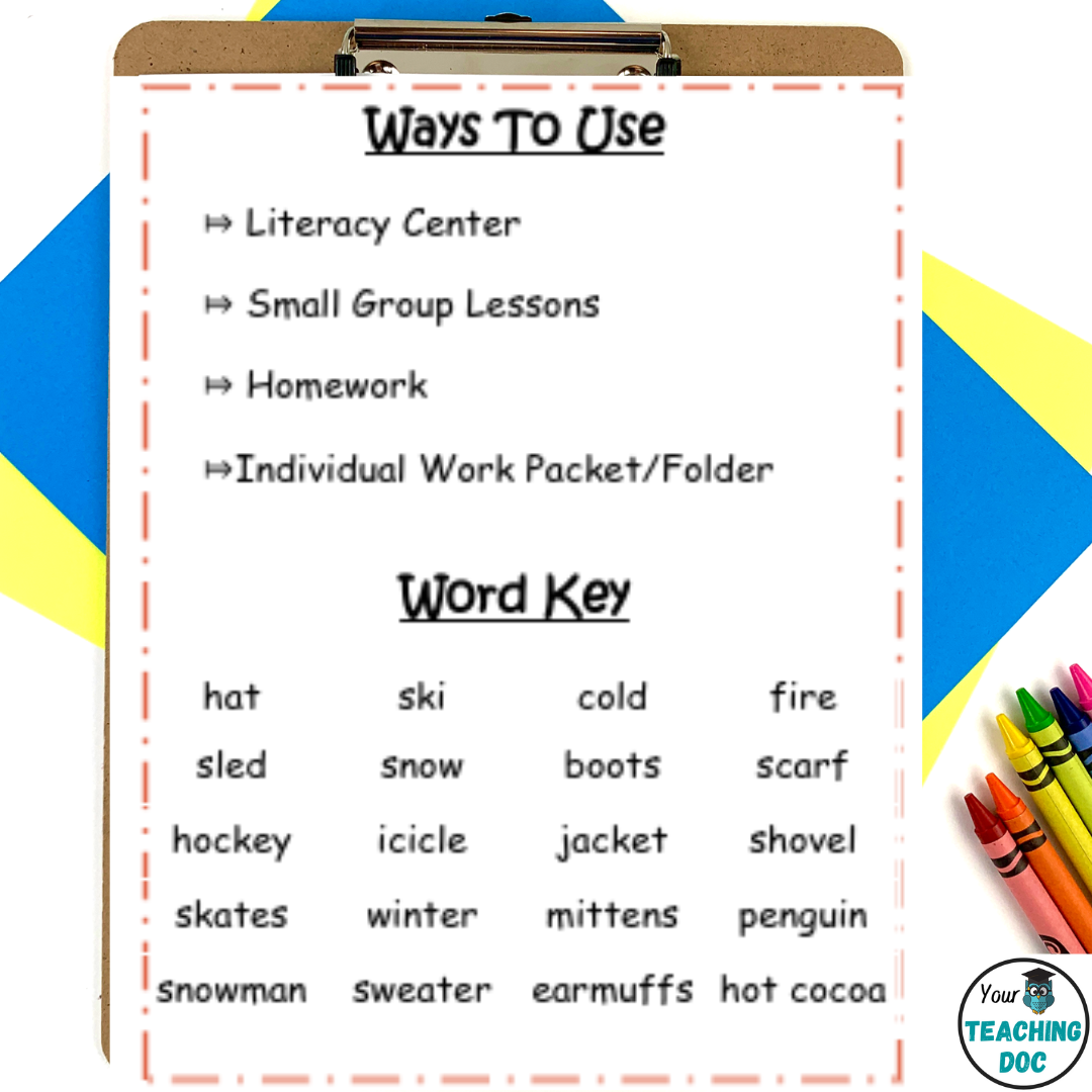 Winter Functional Vocab Spelling Sight Word Life Skill Worksheets w ...