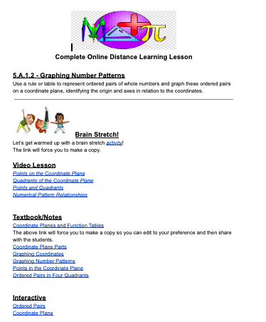 Complete Online Distance Learning 5th Math Graphing Number Patterns 5.A ...