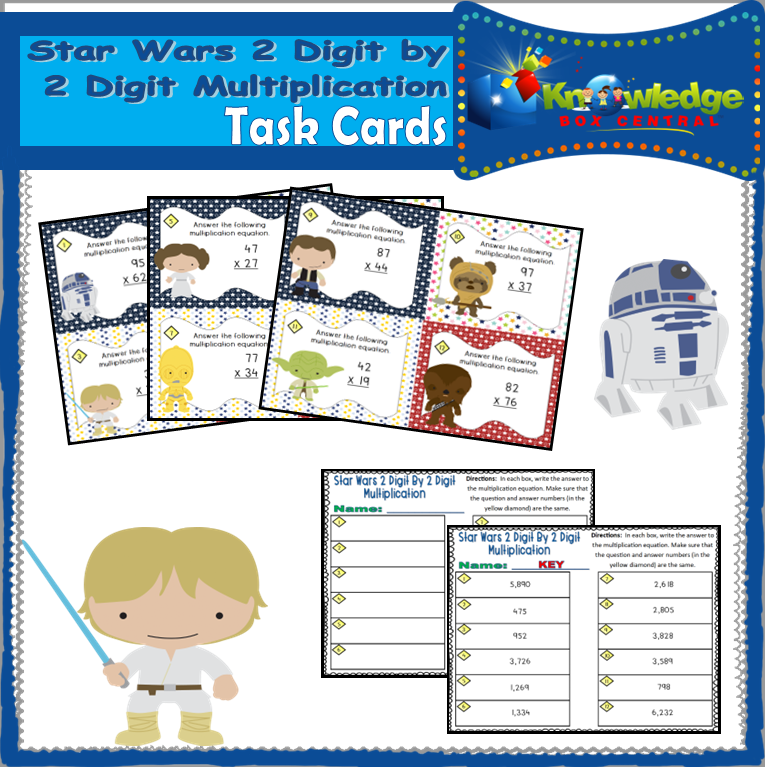 Star Wars 2 Digit By 2 Digit Multiplication Task Cards With Response ...