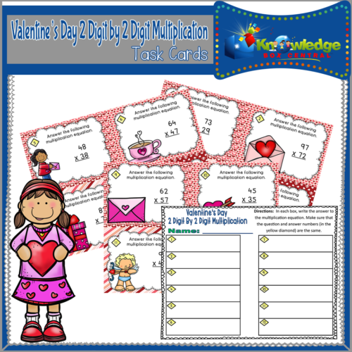 Valentine's Day 2 Digit By 2 Digit Multiplication Task Cards With ...