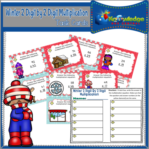 Winter 2 Digit By 2 Digit Multiplication Task Cards With Response Sheet ...